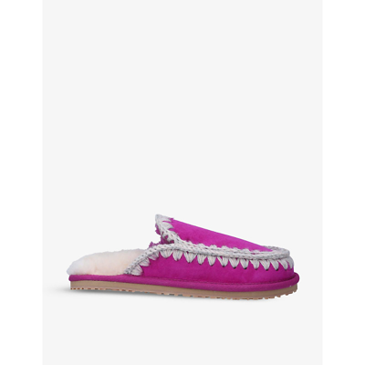 Mou Eskimo Branded Suede Slippers In Cyc Cyclamin | ModeSens