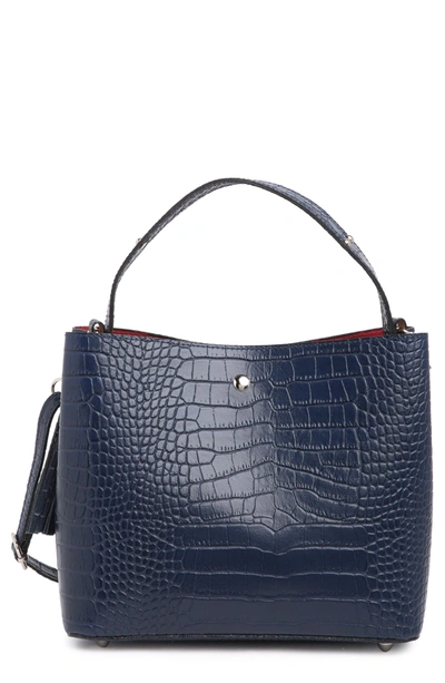 Massimo Castelli Maison Heritage Textured Leather Crossbody Bag In Blue ...