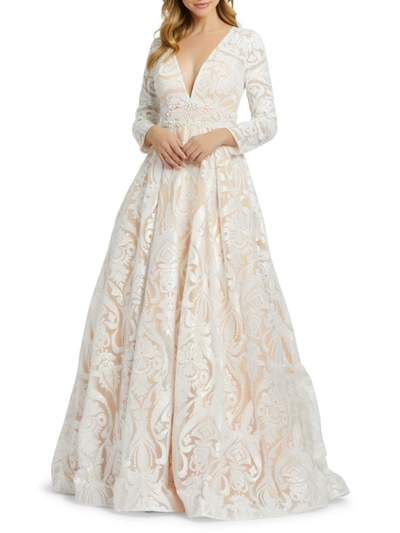 Mac Duggal Womens Burnout Damask Ball Gown Modesens