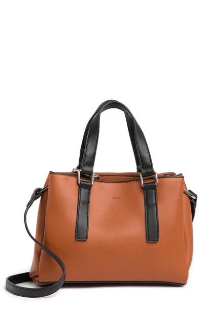 Co-lab Two-tone Satchel In Cognac/ Black | ModeSens