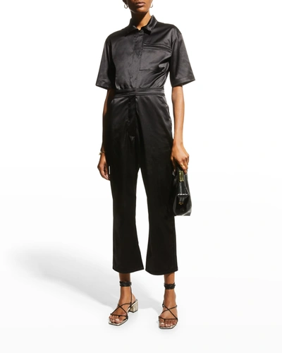 Rivet Utility Smarty Pants Jumpsuit In Black Satin | ModeSens