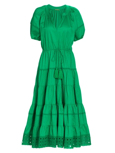 Alexis Barbara Raissa Tiered Midi Dress In Emerald | ModeSens