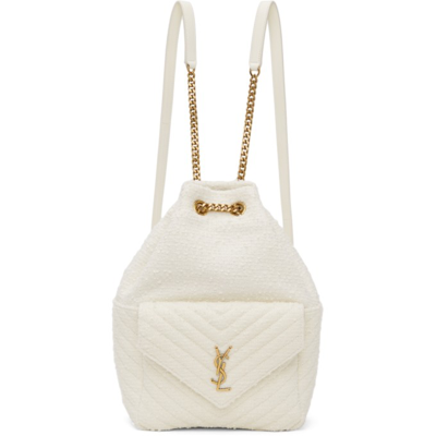 Saint Laurent Joe Quilted Lambskin Ysl Backpack Bag In 9013 Craie/craie ...