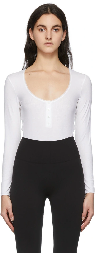Wolford White Henley String Bodysuit In 1300 White | ModeSens