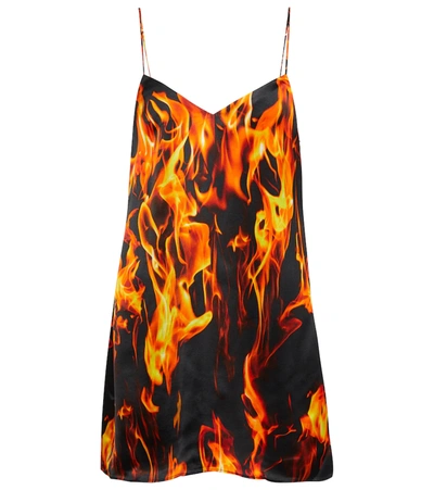 Vetements Fire Print Slip Mini Dress Fire Print | ModeSens