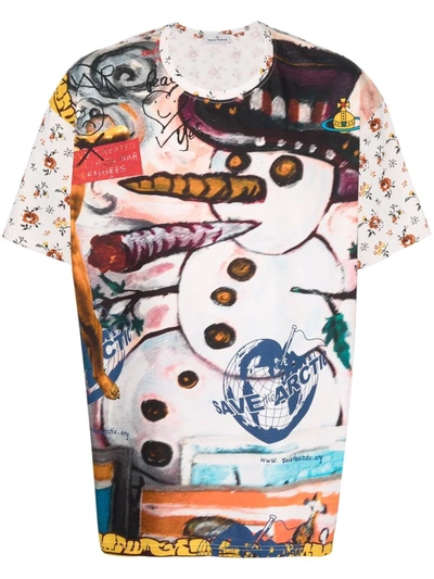 Vivienne Westwood Multicolor Snowman Oversized T-shirt In Vivienne Westwood Multicolor Snowman Oversized T-shirt In