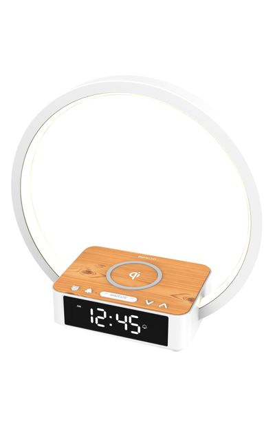 Tzumi Aura Led Wake To Light Clock With Wireless Charging In White ...