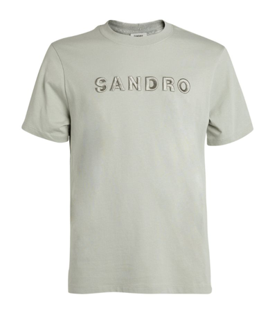 Sandro Embroidered Logo Tee In Light Green | ModeSens