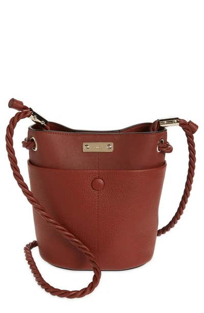 Chloé Key Small Leather Bucket Bag In 27s Sepia Brown | ModeSens
