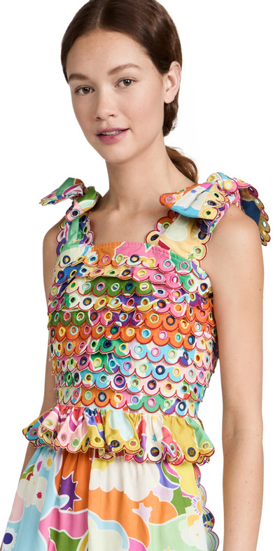 Celiab Maia Scalloped Crop Top In Multi Colour | ModeSens