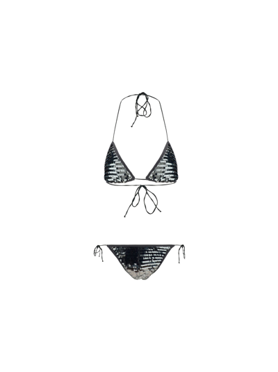 Oseree Sequered Microkini Swimwear In Silver | ModeSens