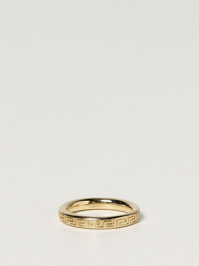 Versace Greek Key Engraved Ring In Gold | ModeSens