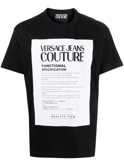 Versace Jeans Couture Label-print Organic-cotton T-shirt In Black ...