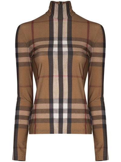 Burberry Vintage Check-print Performance Top In Brown | ModeSens