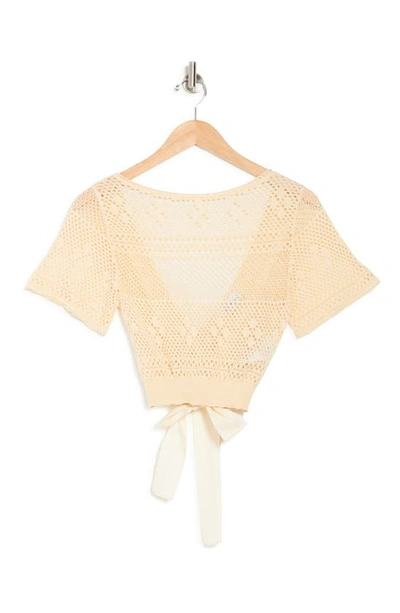 Red Valentino Tie Back Open Knit Top In Ecru | ModeSens