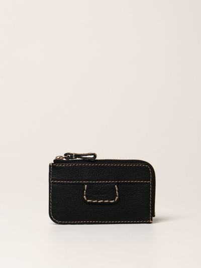 Chloé Edith Grained Leather Wallet In Black | ModeSens