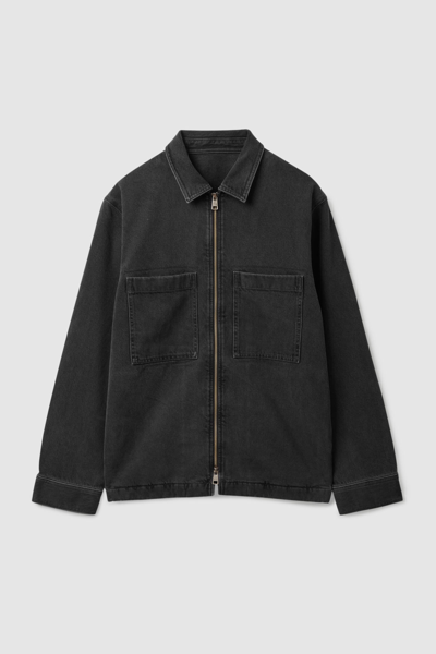 Cos Zip-up Denim Jacket In Black | ModeSens
