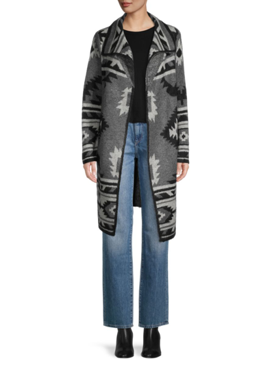 Max Studio Women's Aztec-print Duster Sweater In Black Grey | ModeSens