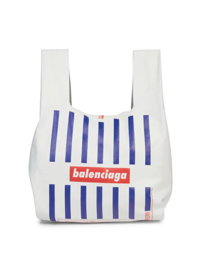 Balenciaga Monday Leather Shopper Tote Bag In White Blue Red | ModeSens