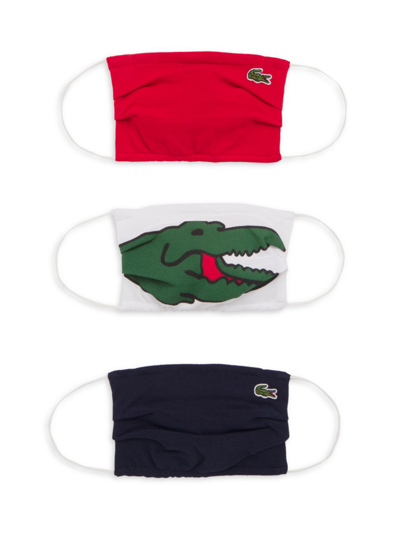 Lacoste Kid's 3-pack Face Protection Masks In Burgundy | ModeSens