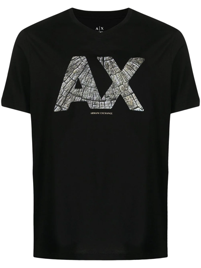 Armani Exchange Ax Logo-print Cotton T-shirt In Black | ModeSens
