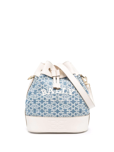 Bally Cleoh Monogram-print Bucket Bag In Denim Blue | ModeSens