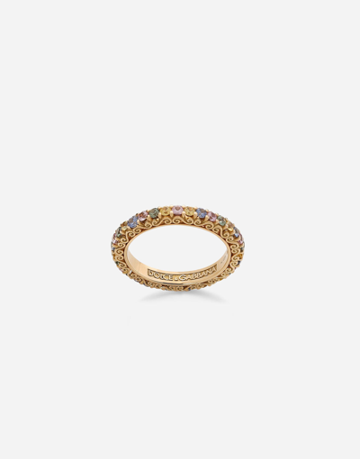 Dolce & Gabbana Heritage Band Ring In Yellow 18kt Gold With ...