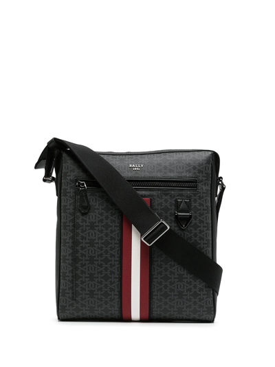 Bally Monogram Leather Messenger Bag In Black | ModeSens