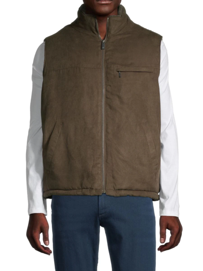 Rainforest Men's Faux Suede Sherpa-lined Suede Vest In Timber | ModeSens