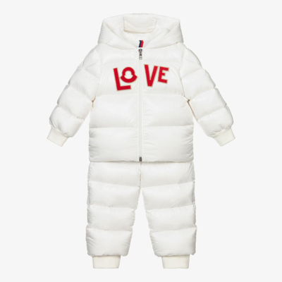 Moncler Babies' Girls White Alya Down Snowsuit | ModeSens