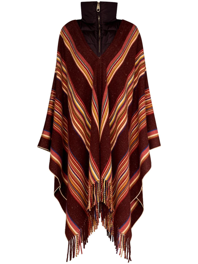 Chloé Padded-neck Striped Poncho In Red | ModeSens