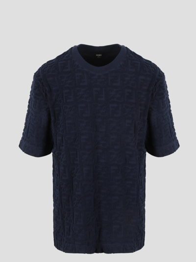 Fendi Ff Pattern Sponge T-shirt In Blue | ModeSens