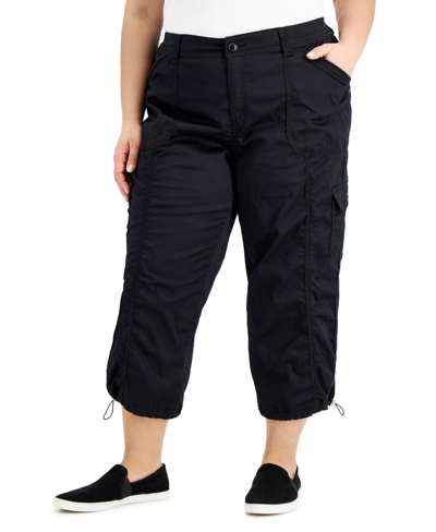 Style & Co Plus Size Bungee-hem Capri Pants, Created For Macy's In Deep ...