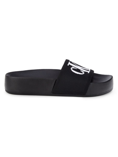 Calvin Klein Women's Ck Knit Slides In Black | ModeSens