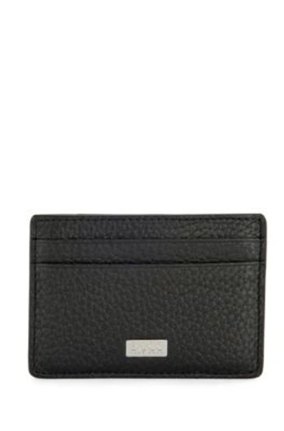 Hugo Boss Italian-leather Card Holder With Money Clip- Black Men's ...