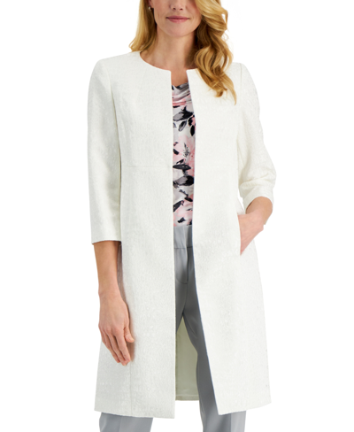 Kasper Open-front Jacquard Topper Jacket In Vanilla Ice | ModeSens