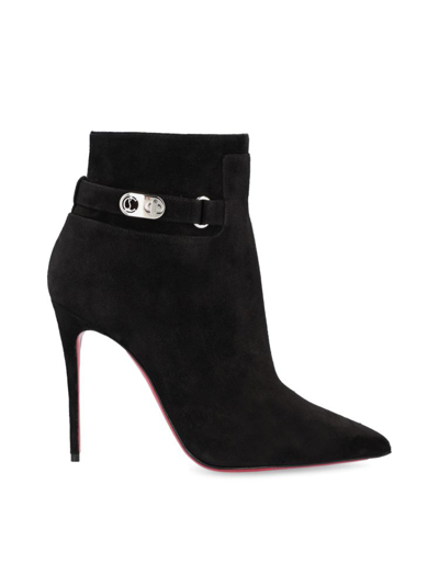 Christian Louboutin Lock So Kate 100 Suede Ankle Boots In Black | ModeSens