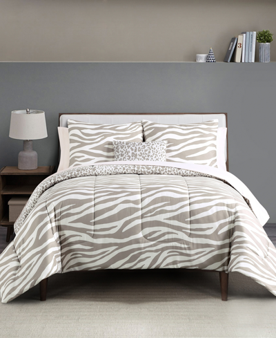 Keeco Nicole Zebra Reversible 12-pc. Queen Comforter Set, Created For ...