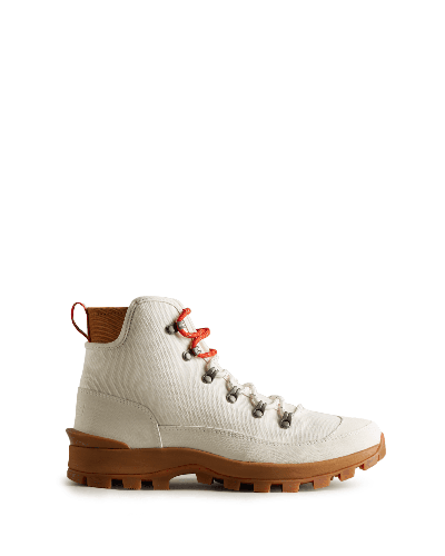 Hunter Men's Canvas Desert Commando Boots In White | ModeSens
