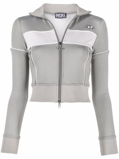 Diesel Logo Patch Striped Jacket In Grey | ModeSens