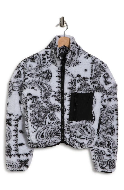 Coffee Shop Bandana Print Faux Shearling Jacket In Black / White | ModeSens