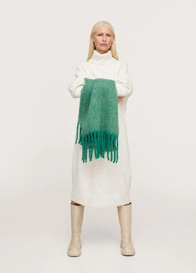 Mango Turtle Neck Knit Dress Ecru | ModeSens