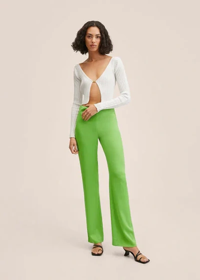 Mango Flowy Straight-fit Pants Green | ModeSens