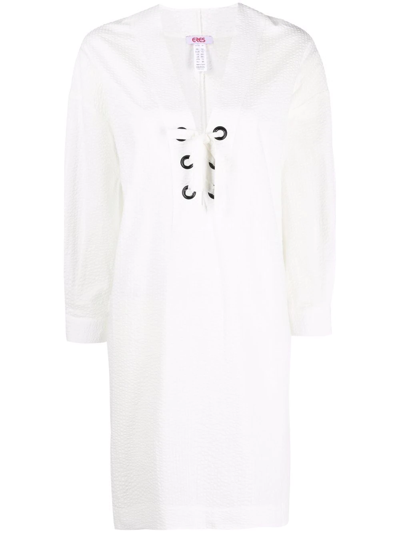 Eres Nymphe Lace-up Cotton-seersucker Tunic In White | ModeSens