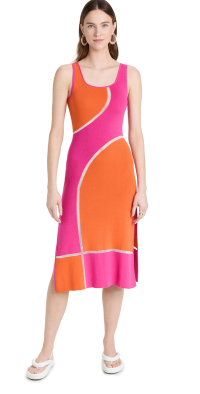 Solid & Striped The Kimberly Colorblocked Sheath Midi-dress In Pink ...