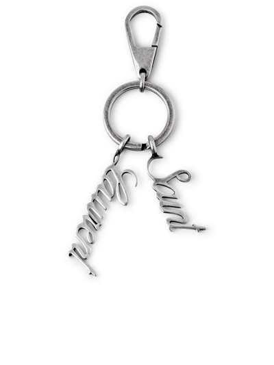 Saint Laurent Silver Logo Keychain In Grigio | ModeSens