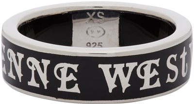 Vivienne Westwood Silver & Black Conduit Street Ring In Platinum ...