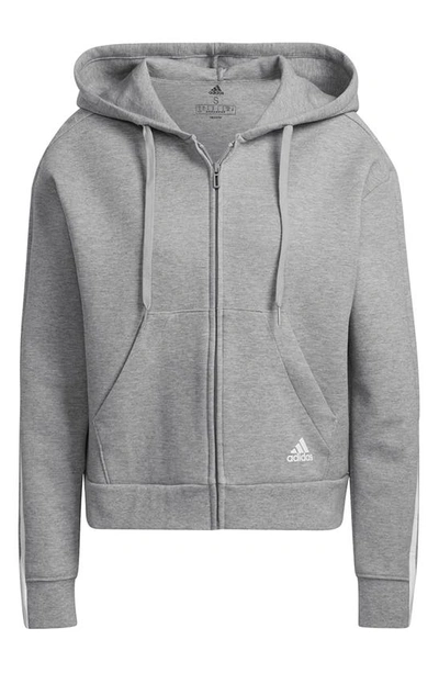 Adidas Originals 3-stripes Full-zip Hoodie In Medium Grey Heather ...