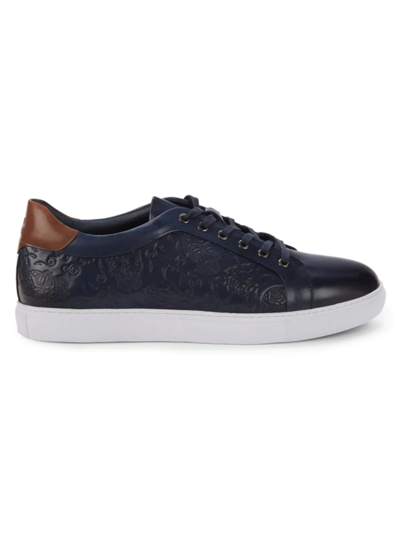 Robert Graham Men's Artfibers Skull-embossed Leather Sneakers In Black ...