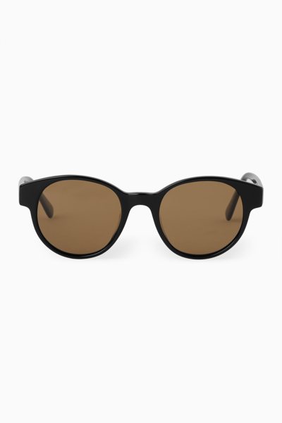 Cos Classic Circular Sunglasses In Black | ModeSens